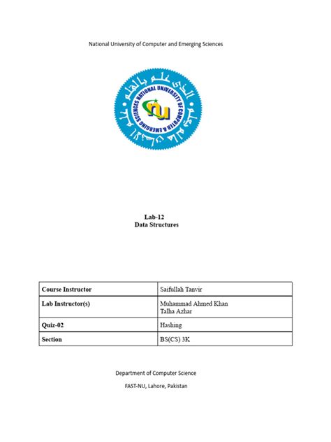 Bs Cs 3k Lab 12 Data Structures Pdf Method Computer Programming Algorithms
