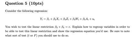 Solved Consider the following regression Yi β β Xi Chegg