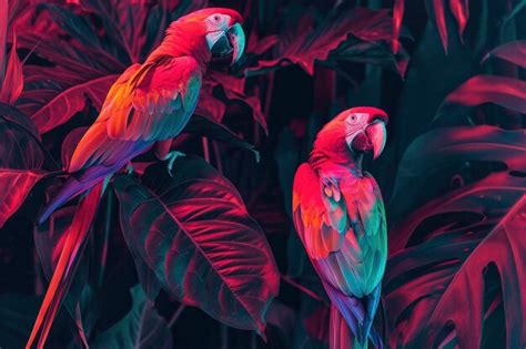 Premium Photo Photorealistic Y2k Aesthetic Parrots And Tropical