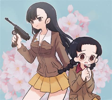 Nishi Kinuyo And Fukuda Haru Girls Und Panzer Drawn By Riqrcode