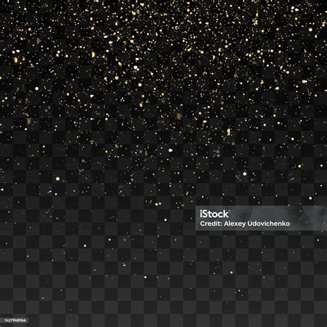 반짝이는 금 입자가 빛을 발합니다 벡터 골드 글리터 입자 효과와 질감 스타 더스트 호박색 입자는 투명한 배경에 색을냅니다 색종이의 황금 폭발 공휴일에 대한 스톡 벡터 아트