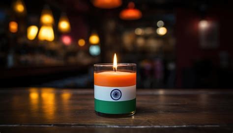 Premium Ai Image Indian Flag Candle Glows In Bar