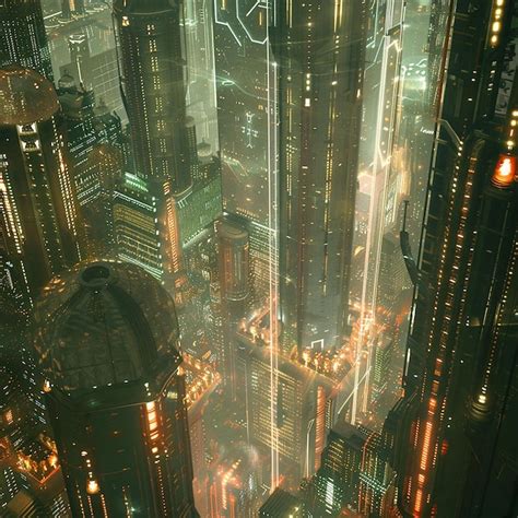 A Science Fiction High Rise With Multifaceted Examples Of Light And