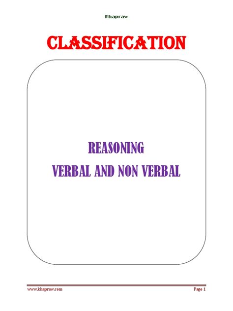 Classification Reasoning Verbal And Non Verbal Pdf Confectionery