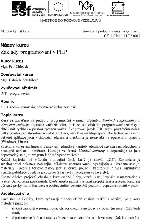 Základy Programování V Php Pdf Stažení Zdarma