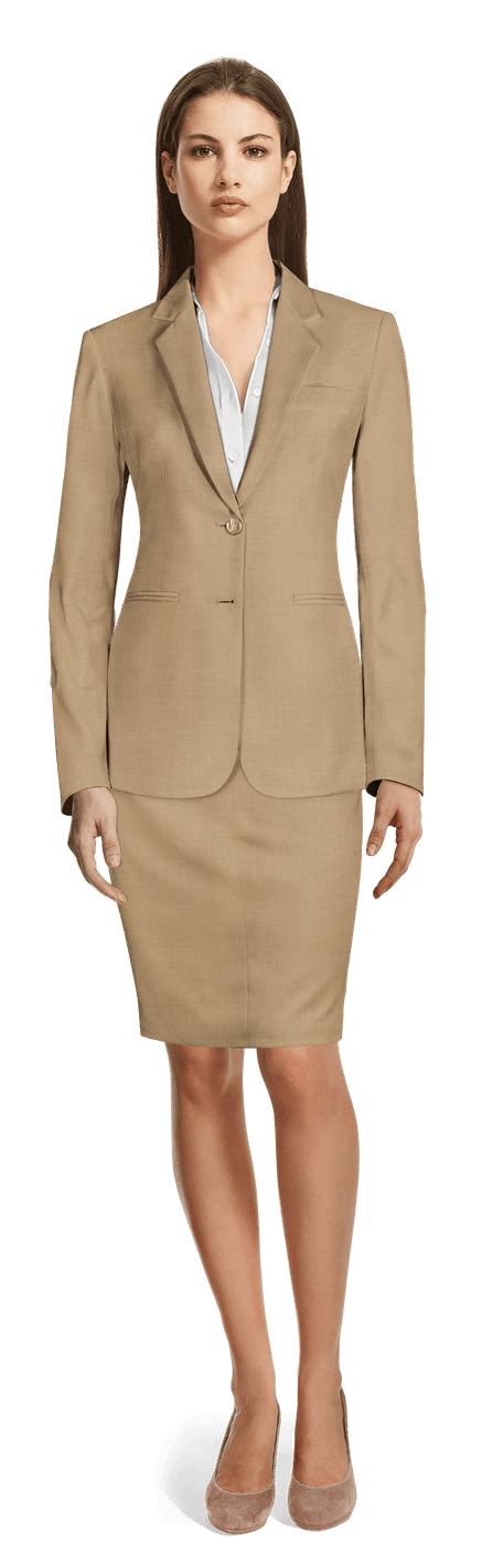 Camel Summer Stretch Skirt Suit Sumissura