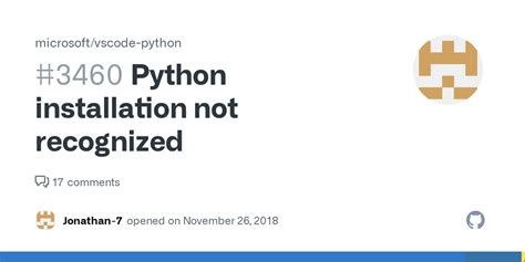Python Installation Not Recognized · Issue 3460 · Microsoftvscode