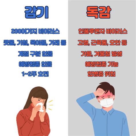 독한 감기가 독감 감기와 독감의 차이점