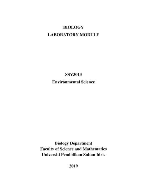 Laboratory Module Ssv3013 Env Sciencemodule Biology Laboratory Module