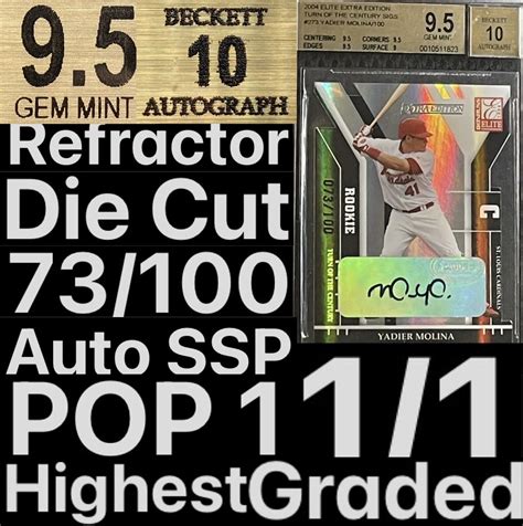 2004 Donruss Yadier Molina Bgs 95 10 Auto 100 Elite Turn Of The