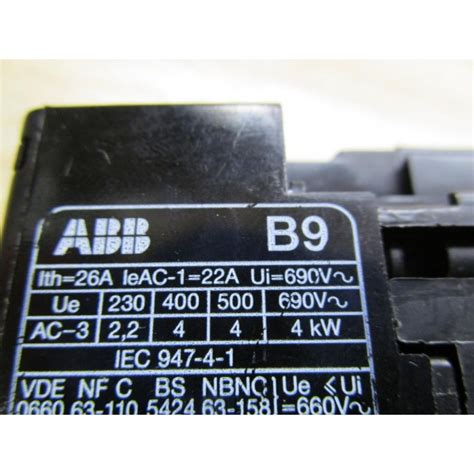 Abb B9 30 10 Contactor 4p 110 115v50hz 110 127v60hz Used Mara