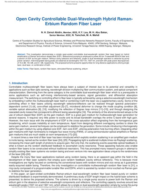 Pdf Open Cavity Controllable Dual Wavelength Hybrid Raman Erbium