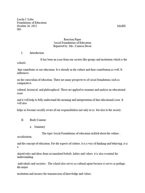 Reaction Paper Pdf
