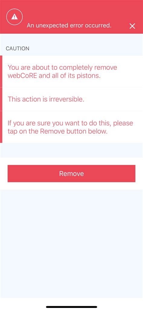 error unable to uninstall smart app instance bug reports webcore