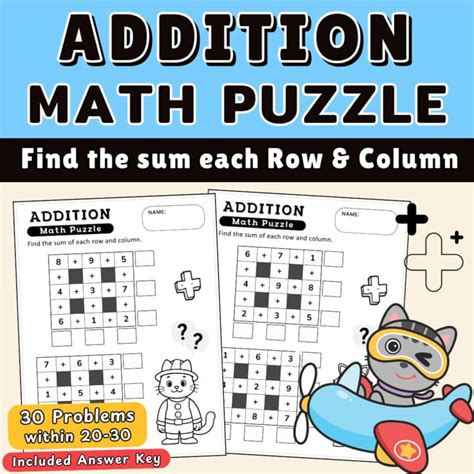 Addition Math Puzzle Worksheets Row And Column Sums Ccss 2oab2