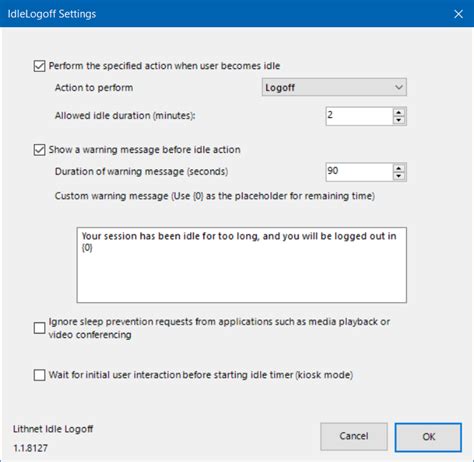 Manual Configuration Lithnet Idle Logoff Github Wiki