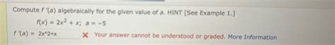solved compute f a ﻿algebraically for the given value of