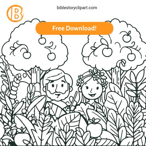 Adam And Eve In The Garden Of Eden Cartoon Bible Story Clipart