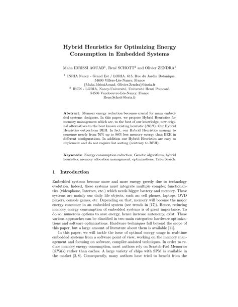 Pdf Hybrid Heuristics For Optimizing Energy Consumption In Embedded Systems