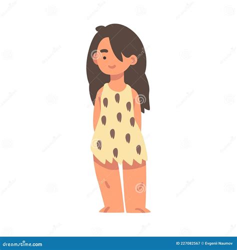 Primitive Woman Character From Stone Age And African Aboriginal Wearing
