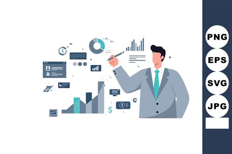 Businessman Presenting Statistical Data With Charts And Grap