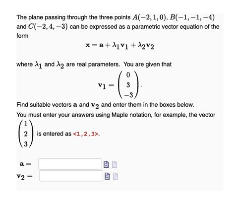 Solved The Plane Passing Through The Three Points Chegg