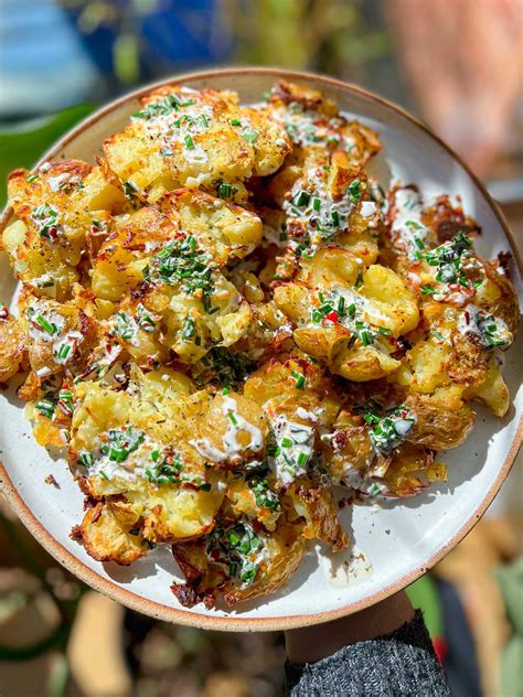 Smashed Potatoes With Herby Mayo Dip Lucy And Lentils