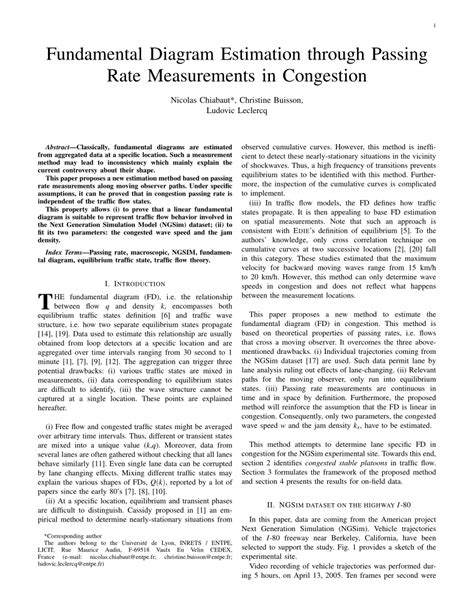 Pdf Fundamental Diagram Estimation Through Passing Rate Measurements
