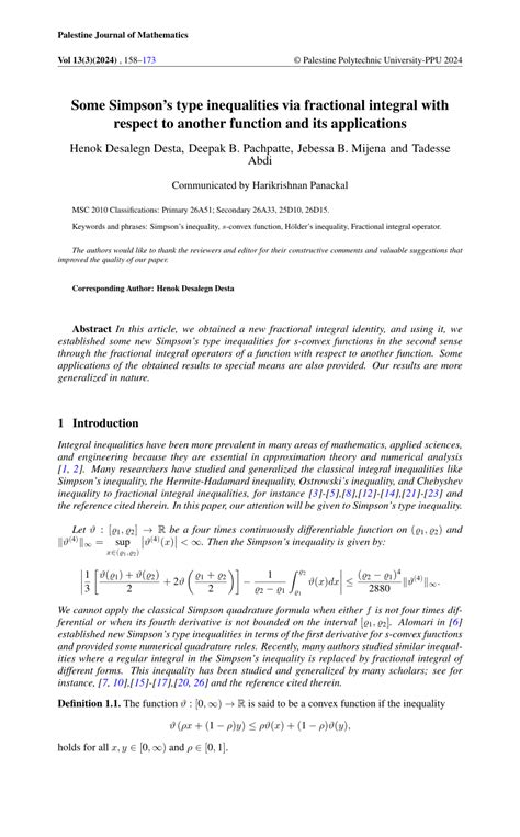 Pdf Some Simpsons Type Inequalities Via Fractional Integral With Respect To Another Function