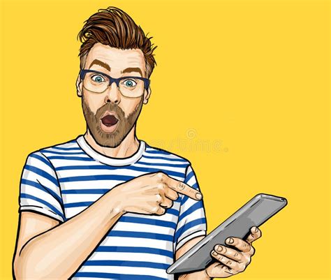 Red Lips Saying Wowvector Pop Art Illustration Of Open Mouth And Wow Messageamazed Man In