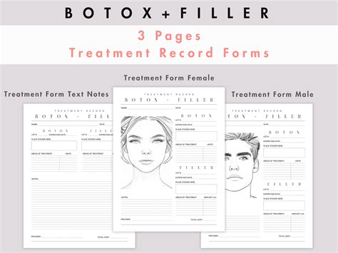 Botox And Dermal Filler Patient Treatment Record Form Medical Spa