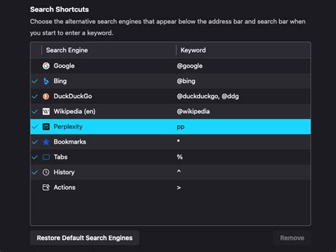 how to set perplexity ai as firefox s default search engine