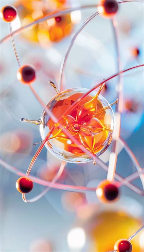 Dynamic Close Up Of Atomic Structure Showcasing Electrons In Motion Around The Nucleus Stock