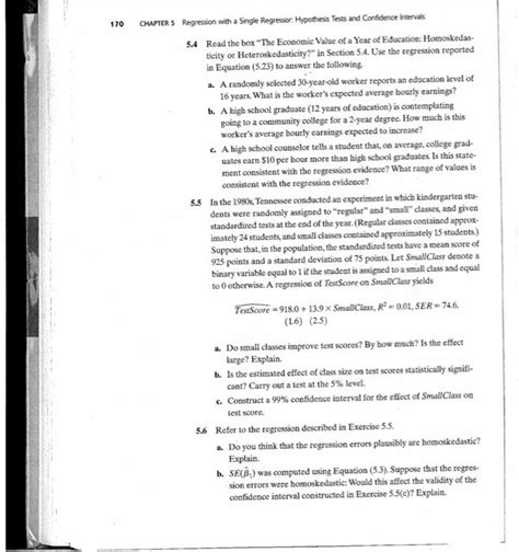 Solved 170 Chapters Regression With A Single Regressor
