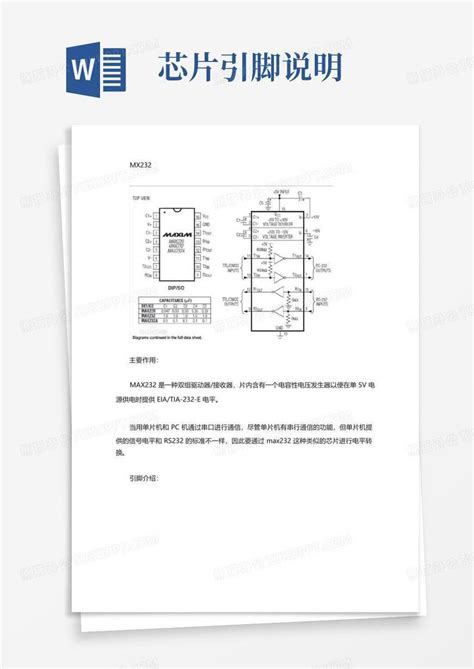 芯片引脚说明word模板下载 编号lajawrxm 熊猫办公
