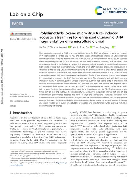 Pdf Polydimethylsiloxane Microstructure Induced Acoustic Streaming For Enhanced Ultrasonic Dna