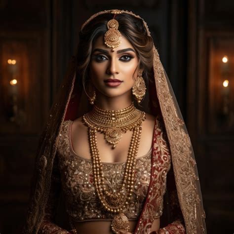 Premium Photo Pakistani Bride In Full Makeup And Dress Generative Ai