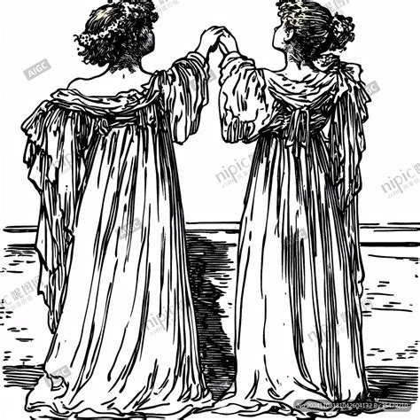 Ai创作图希腊女性服饰褶皱 手绘复古人物图 古代欧洲服饰 古希腊妇女 服装服饰欧式欧美传统 复古插画古典插画 复古人物手绘 欧式宫廷人物 两个侍童 复古人物线稿 古典手绘 手绘古典人物 古代