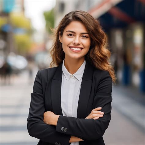 Premium Photo Young Beautiful Hispanic Woman Standing With Arms