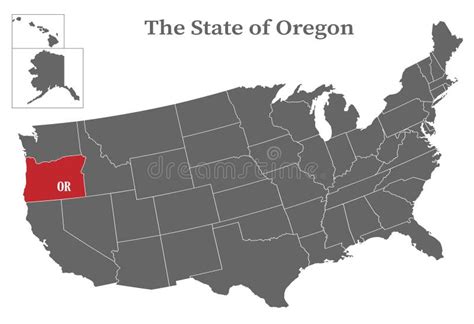 The State Of Oregon On The Map Of The United States Of America Is