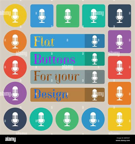 Microphone Icon Sign Set Of Twenty Colored Flat Round Square And