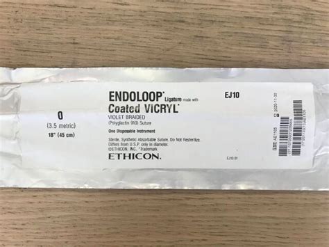 New Ethicon Ej10 Endoloop Ligature Made W Coated Vicryl Violet Braided