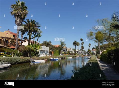 Venice Canals Historic District Of Venice Beach Suburb Of Los Angeles