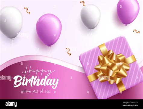Happy Birthday Text Vector Design Birthday Greeting With Gift Box And