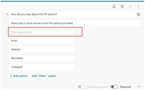 Create Multiple Choice Questions In A Microsoft Form The Training Lady