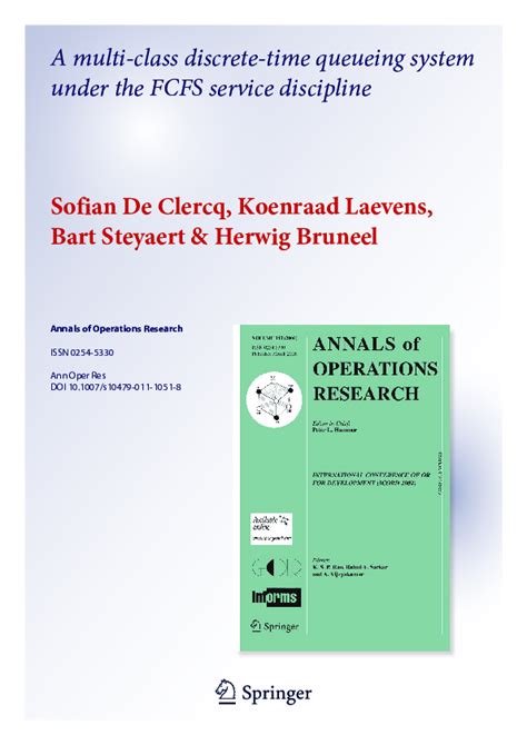 Pdf A Multi Class Discrete Time Queueing System Under The Fcfs Service Discipline