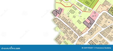 Imaginary General Urban Plan With Urban Destinations Roads Buildable Areas And Land Plot
