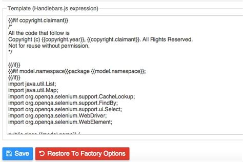 selenium page object generator extension opera add ons