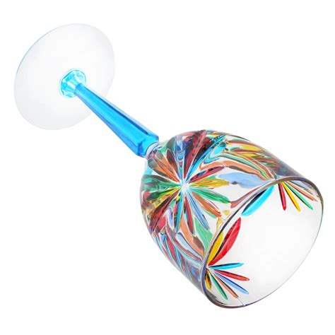 Murano Glass Goblets Murano Italian Crystal Wine Glasses Multicolor