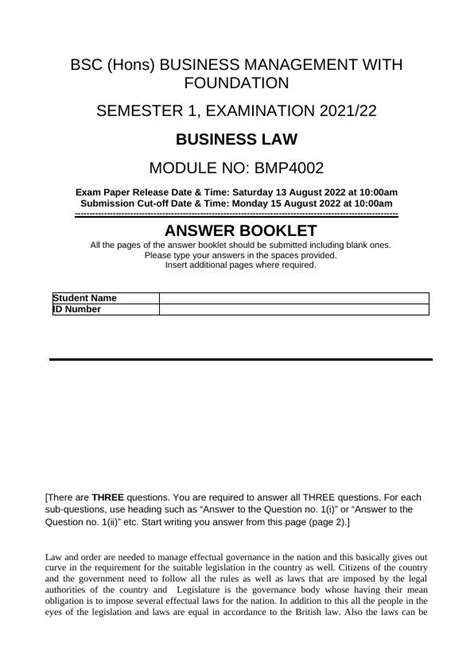Bmp4002 Business Law Exam Uk Legal System And Labour Laws